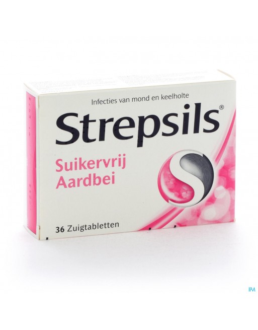 Strepsils zonder zuiker Fraise Pastilles pour la gorge 36